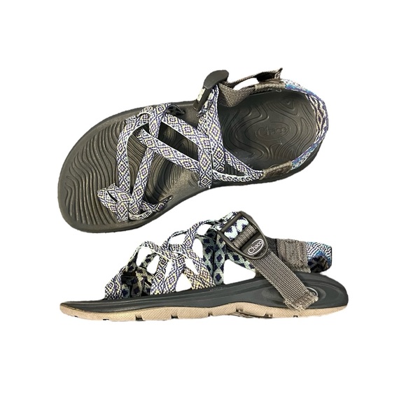 Chaco | Shoes | Chaco Blue Purple Yellow And Gray Multi Strap Womens ...